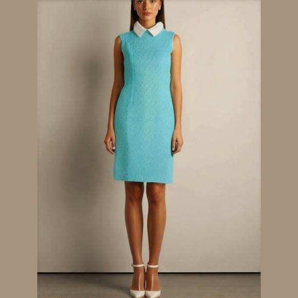 Dresses | Vintage 196s Aqua Paisley Brocade Shift Dress With Pearl ...